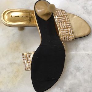 Udom Agg | Shoes | Udom Agg Gold White Sequin Slip On | Poshmark